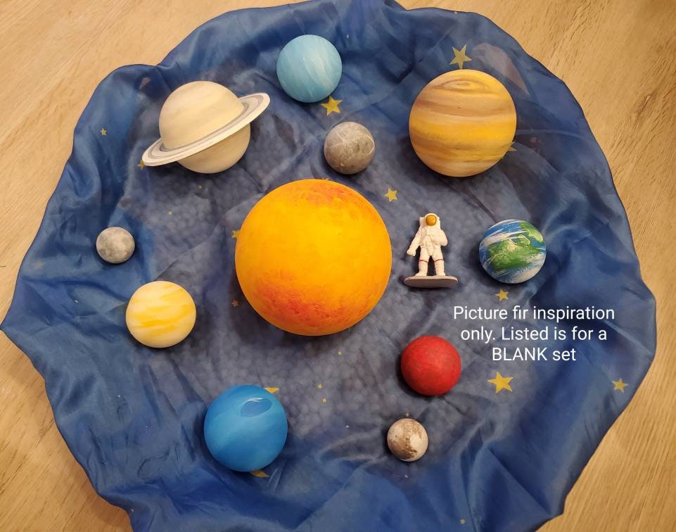 Medium BLANK (unpainted) Planets (NO Board), DYI Wood Solar System Set ...