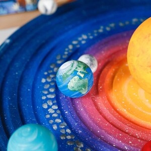 LARGE Painted Wooden Solar System with Board Montessori, Waldorf ...