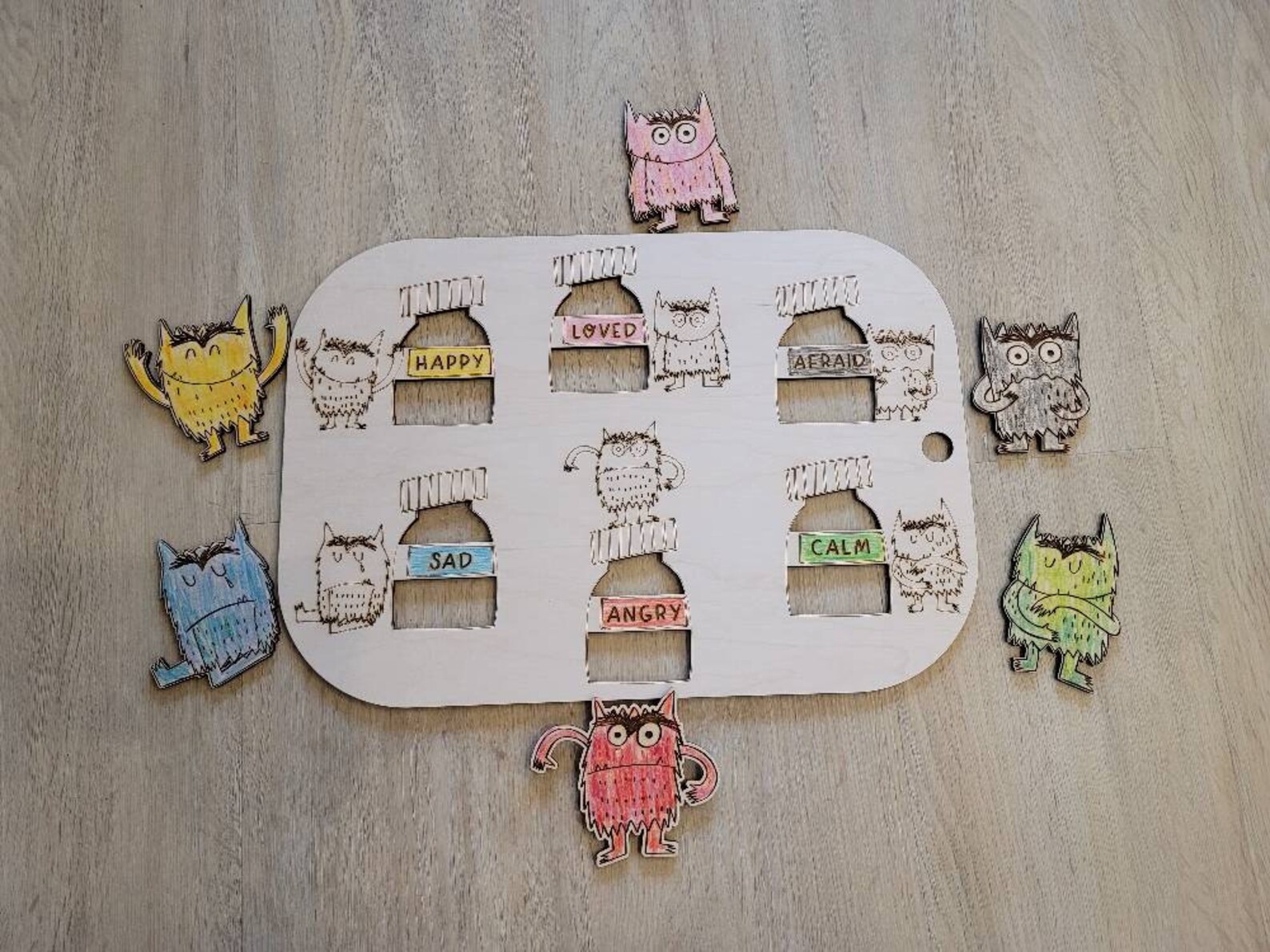 Wooden the Color Monster Story Telling Set Gift for Kids | Etsy