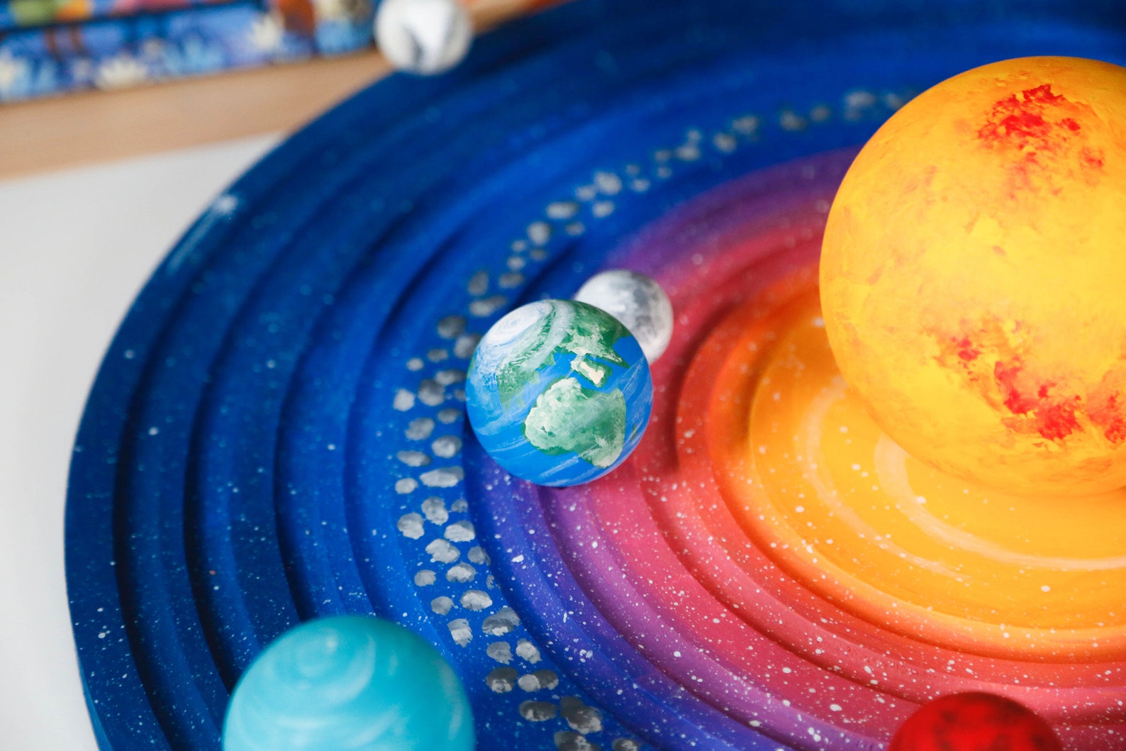 Painted LARGE Wooden Planets Wood Solar System Set no - Etsy