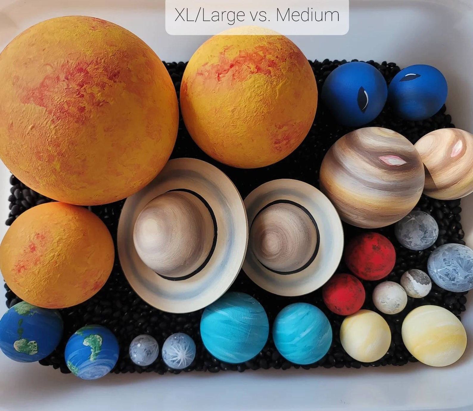 Medium Painted Wood Planets, Wooden Solar System Set (no Board ...
