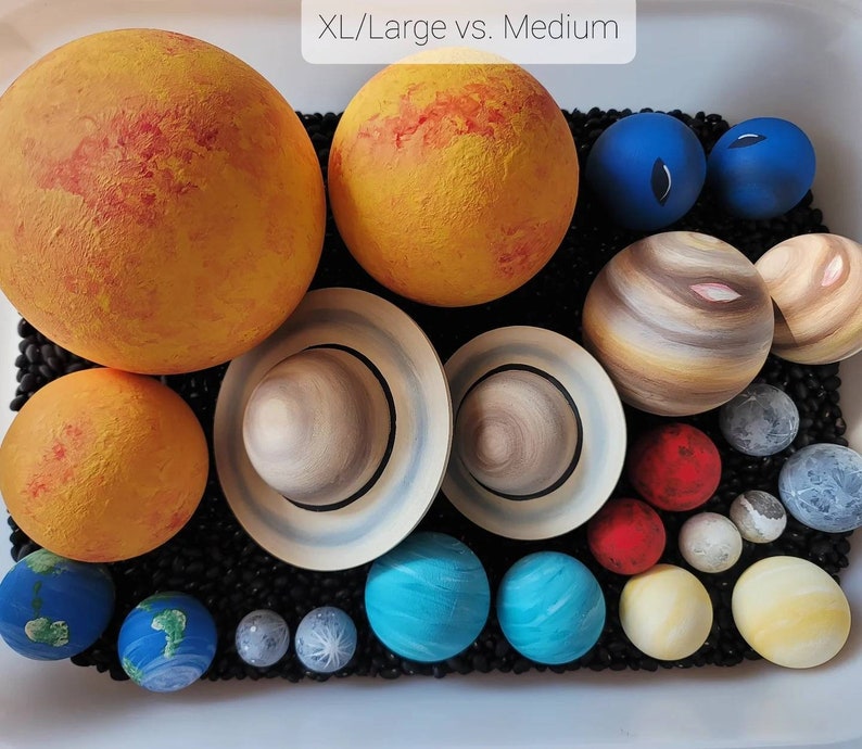Medium Painted Wood Planets Wooden Solar System Set no - Etsy