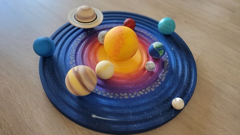 Medium Painted Wood Planets Wooden Solar System Set no | Etsy