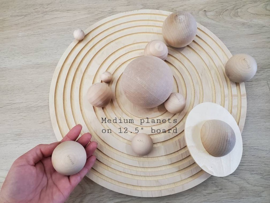 Medium Painted Wood Planets Wooden Solar System Set no - Etsy