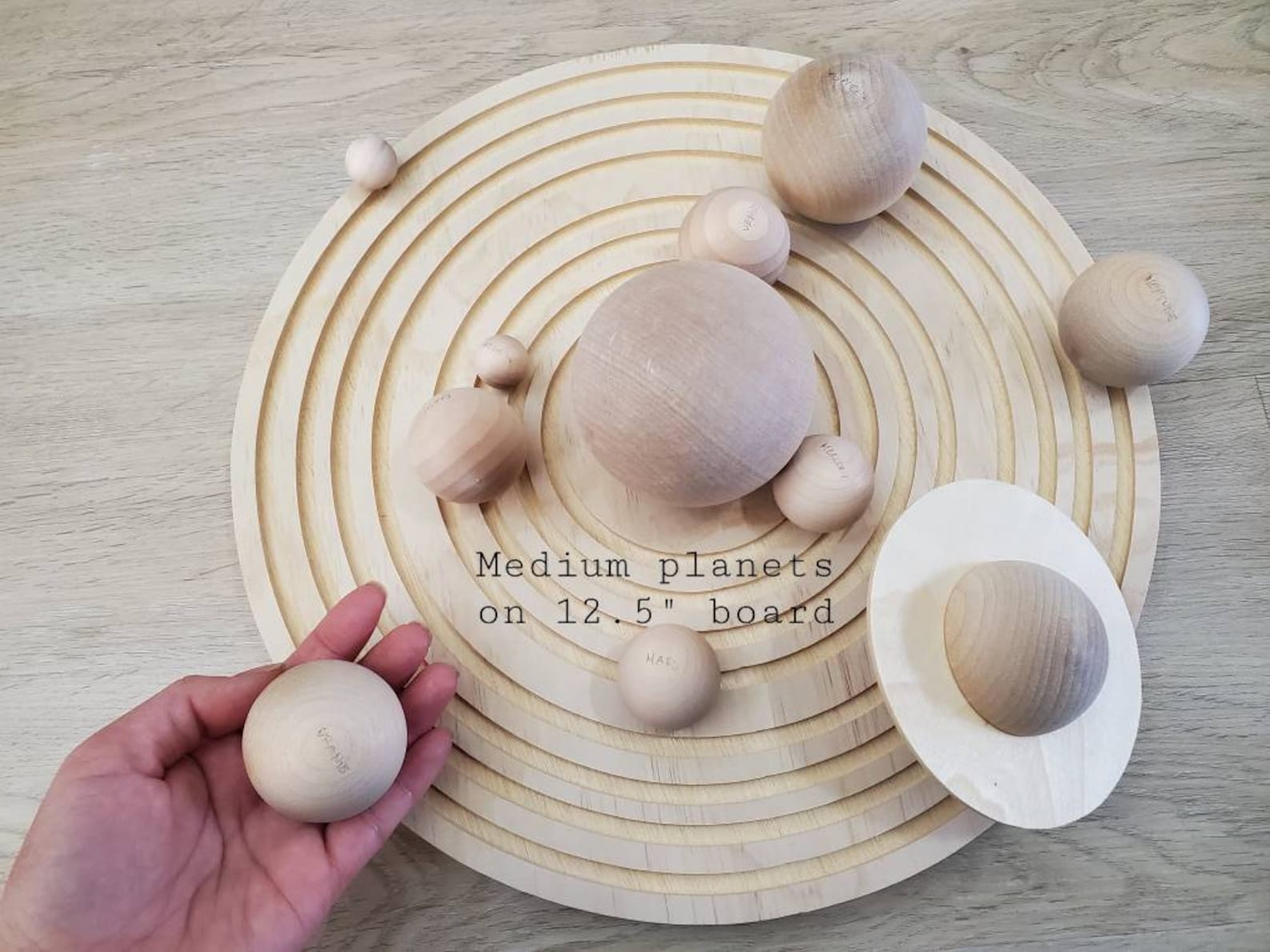 Medium Painted Wood Planets, Wooden Solar System Set (no Board ...