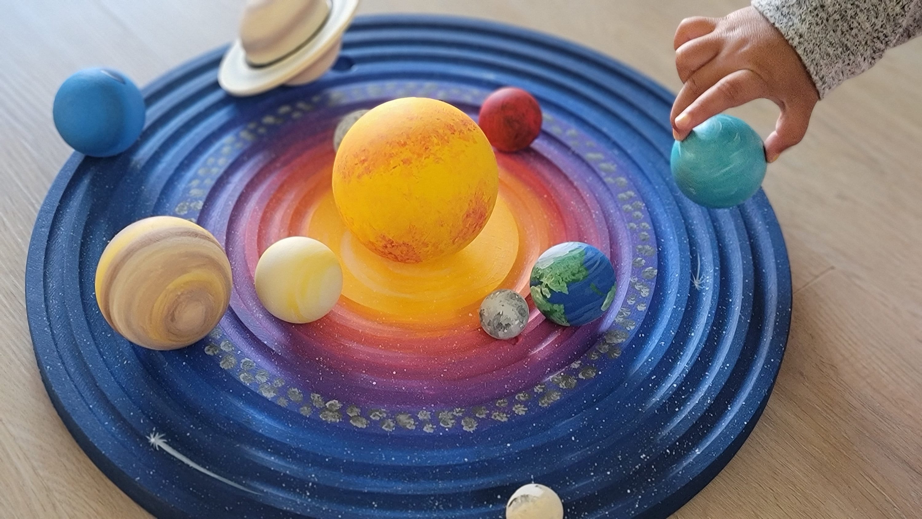 Medium Painted Wood Planets Wooden Solar System Set no | Etsy Canada