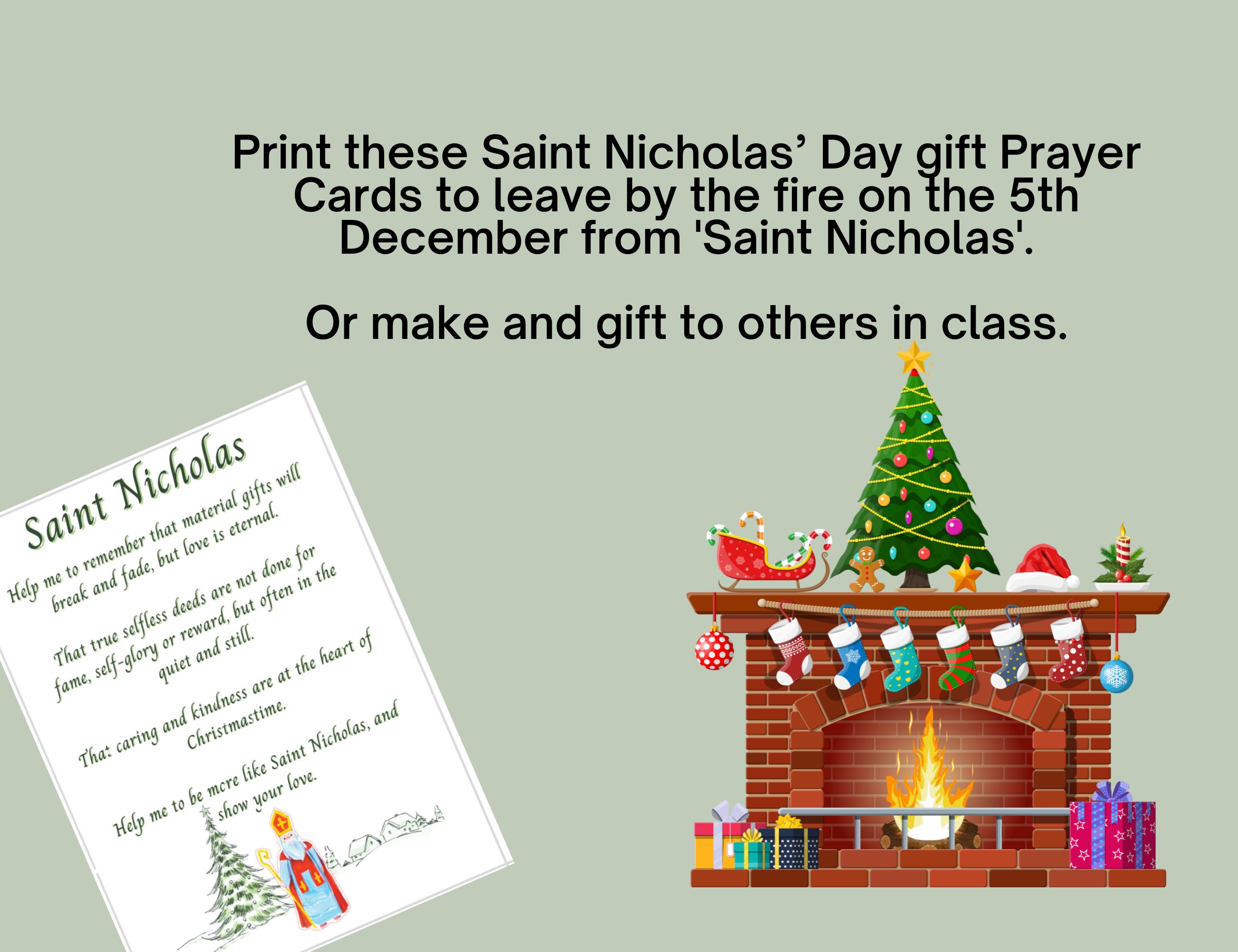 Saint Nicholas Day Gift Prayer Cards for Kids, Class, Homeschool ...