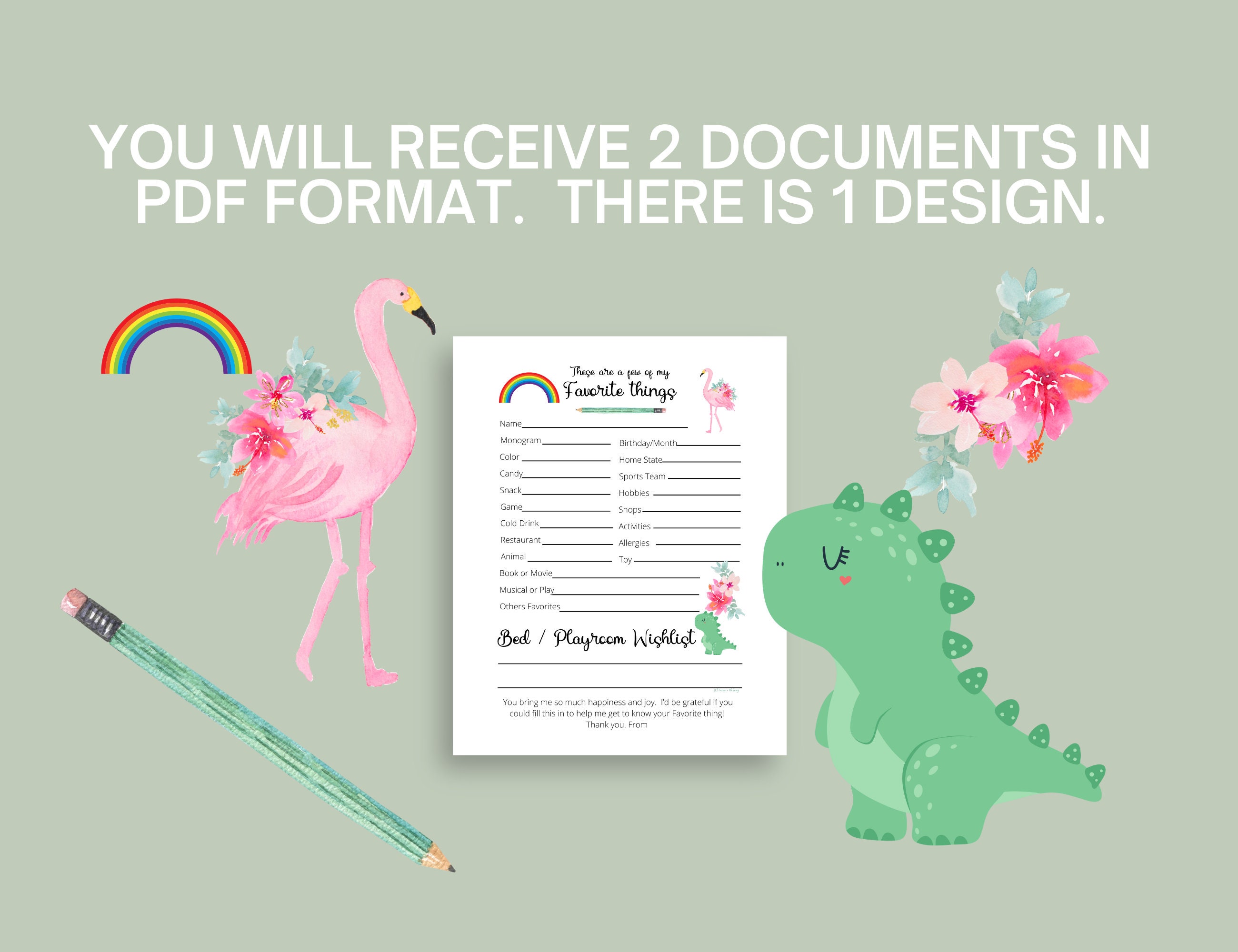 Kid Favorite Things Survey for Birthday Appreciation Gift Ideas - Etsy