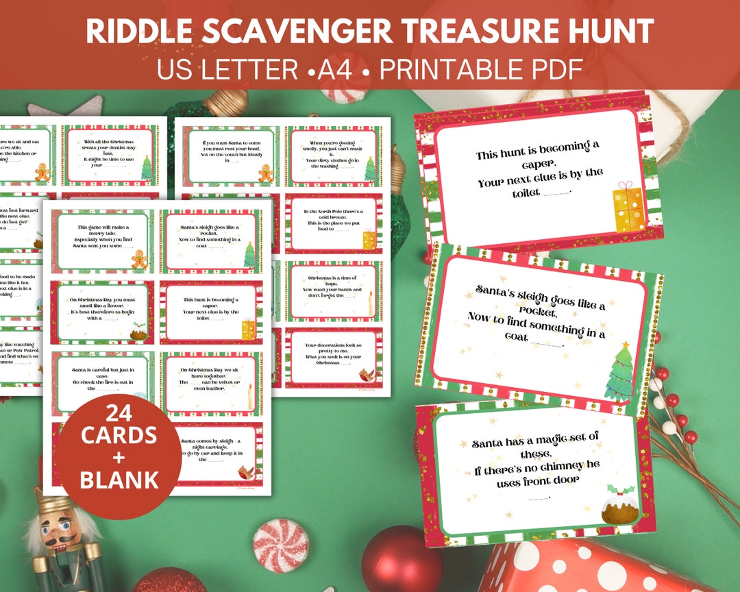 Indoor Christmas Treasure Hunt Clues. Scavenger Hunt Riddles. Printable ...