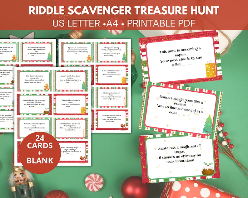 Indoor Christmas Treasure Hunt Clues. Scavenger Hunt Riddles. Printable ...