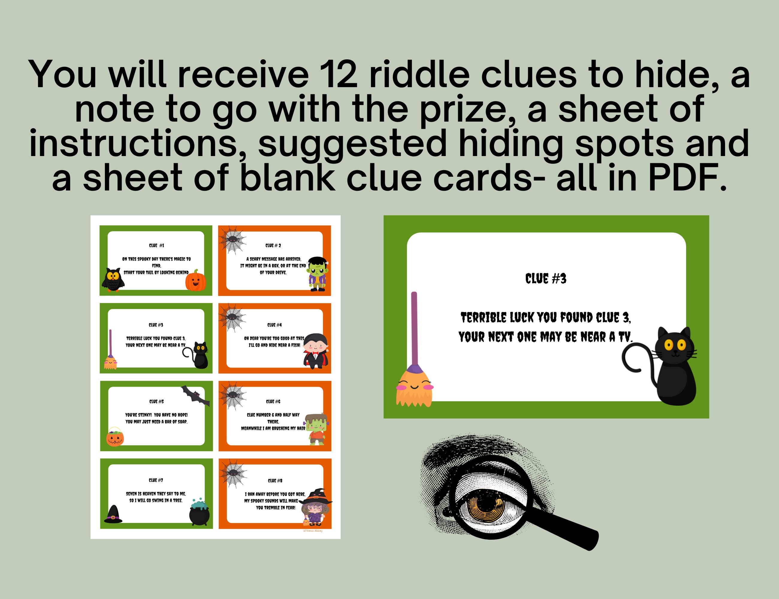 Halloween Scavenger Hunt Riddle Treasure Hunt Game for Kids, Teens or ...