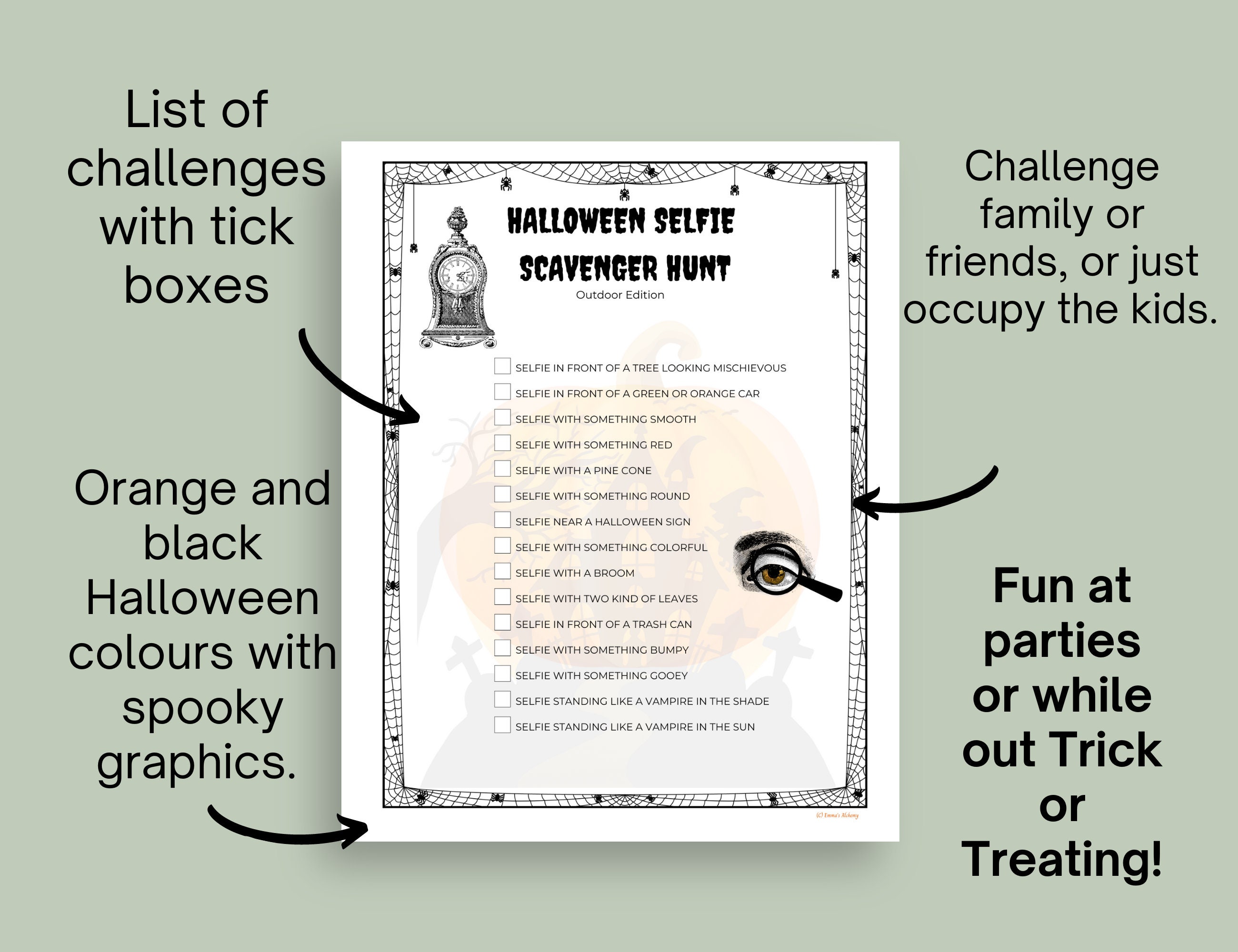 Halloween Selfie Scavenger Hunt. A Party Game Printable Download. - Etsy