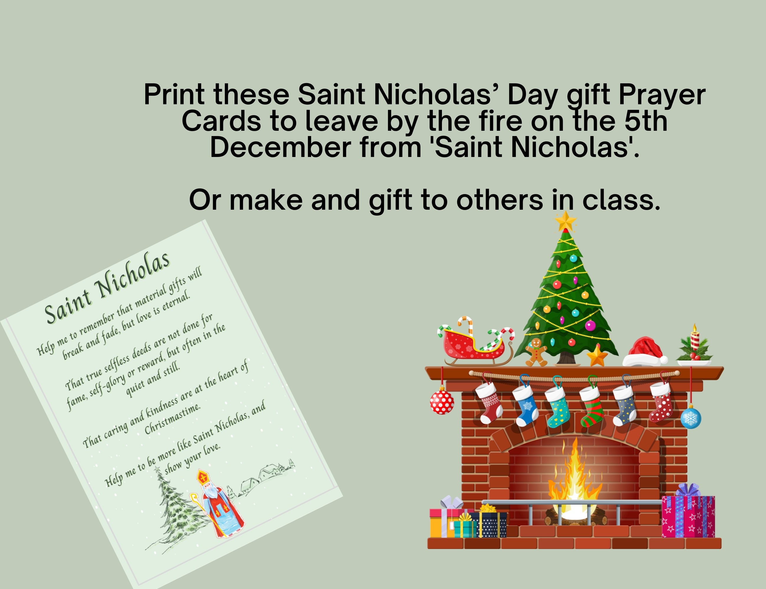 Saint Nicholas Day Gift Prayer Cards for Kids, Class, Homeschool ...
