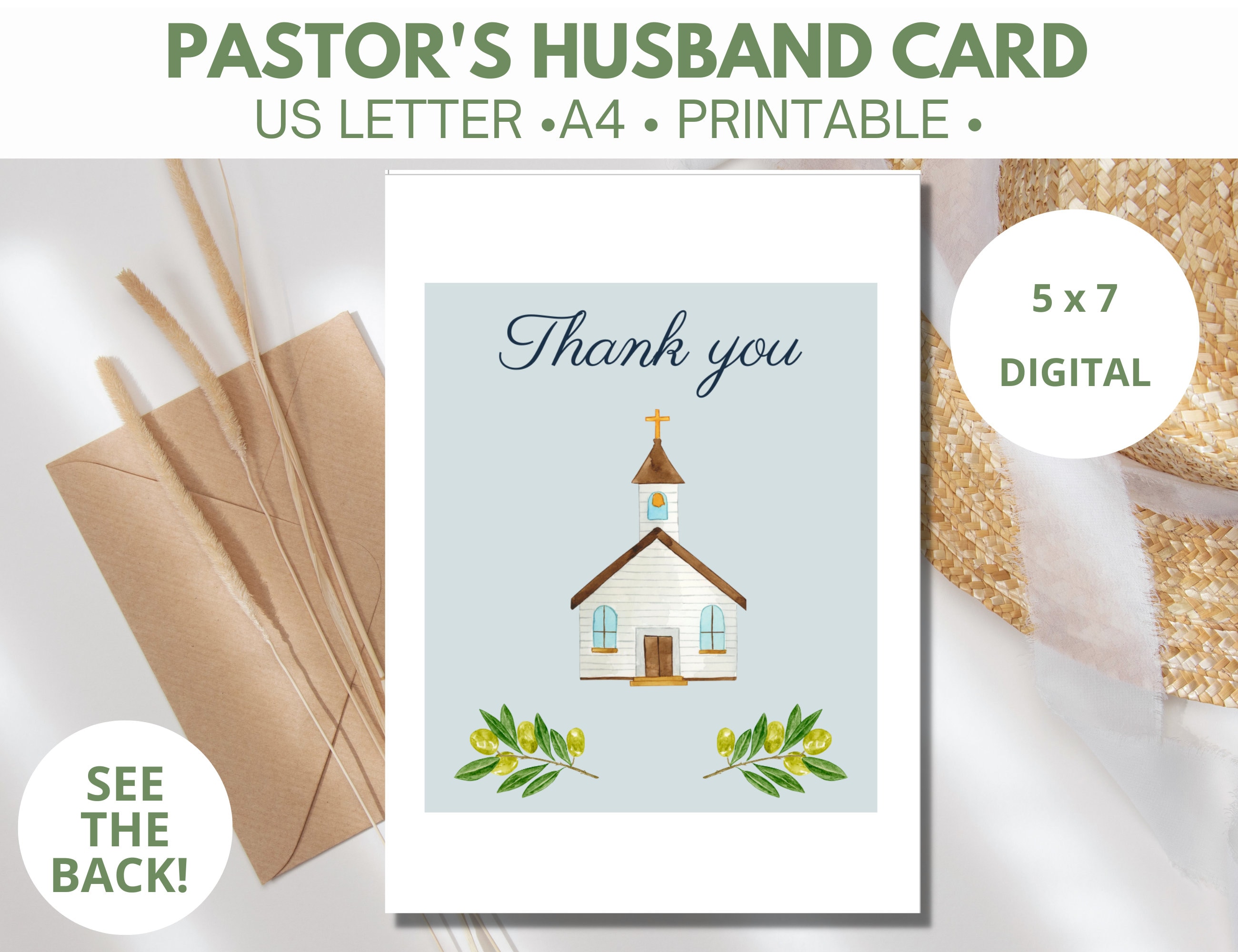 Pastor's Husband Appreciation Card, Gift Appreciation for Clergy, Gift ...