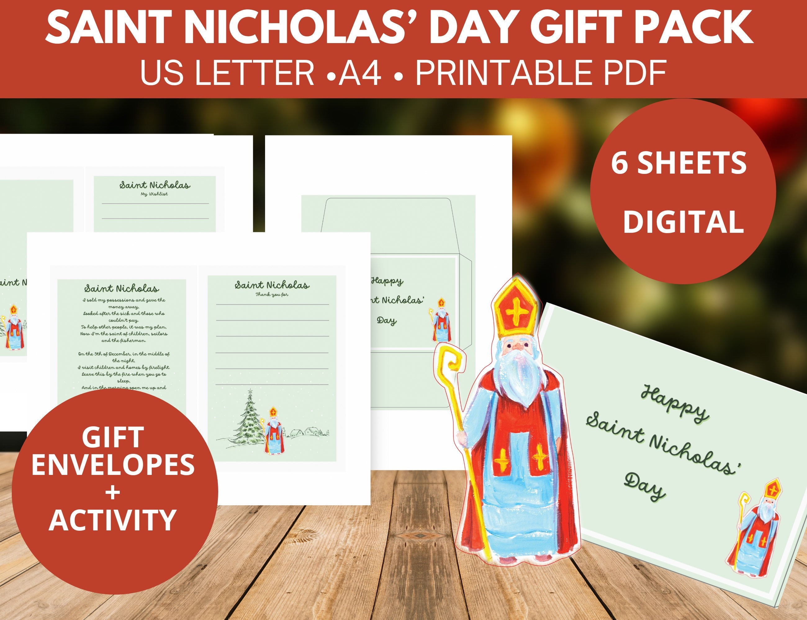 Saint Nicholas Day Gift Envelope for Kids, Class, Homeschool, School or ...