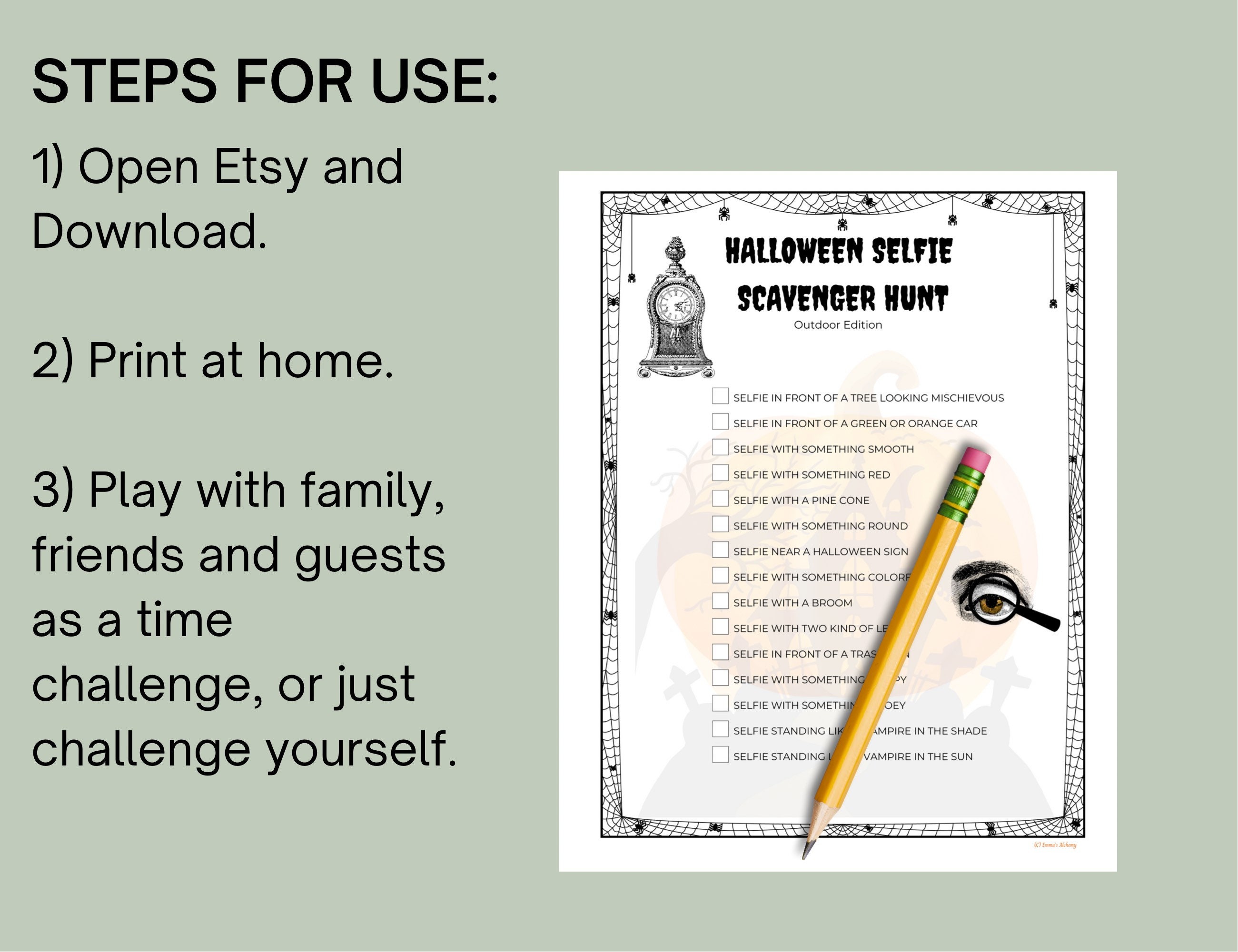 Halloween Selfie Scavenger Hunt. A Party Game Printable Download. - Etsy