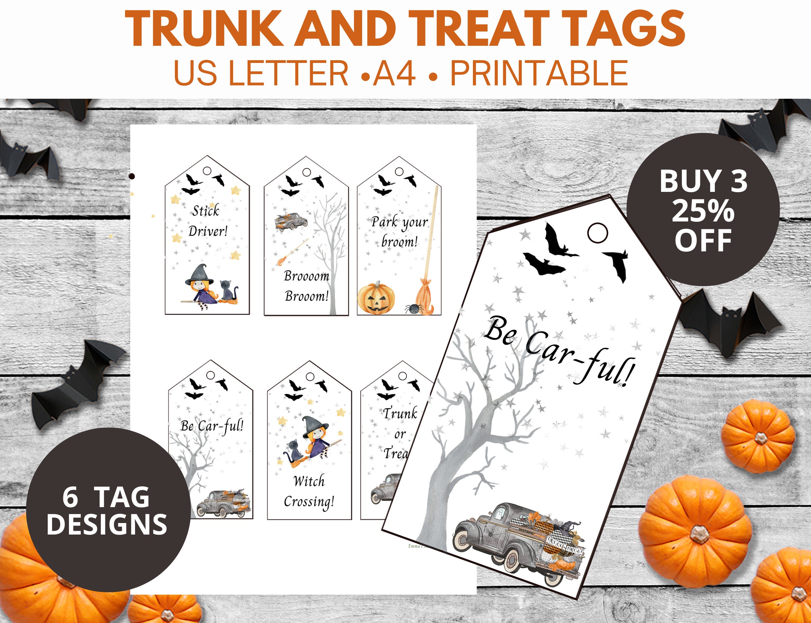 Trunk and Treat Kit Tags. Printable Treat Label for a Trick or - Etsy