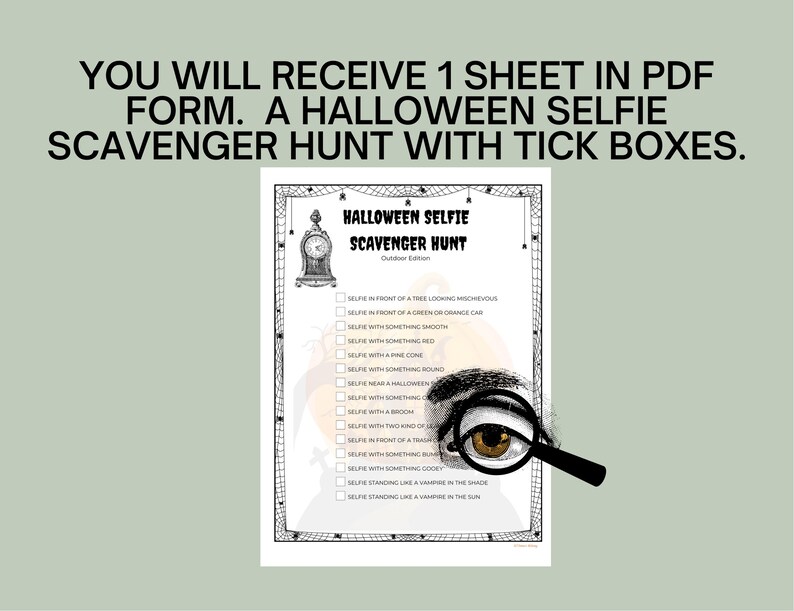 Halloween Selfie Scavenger Hunt. A Party Game Printable Download. - Etsy