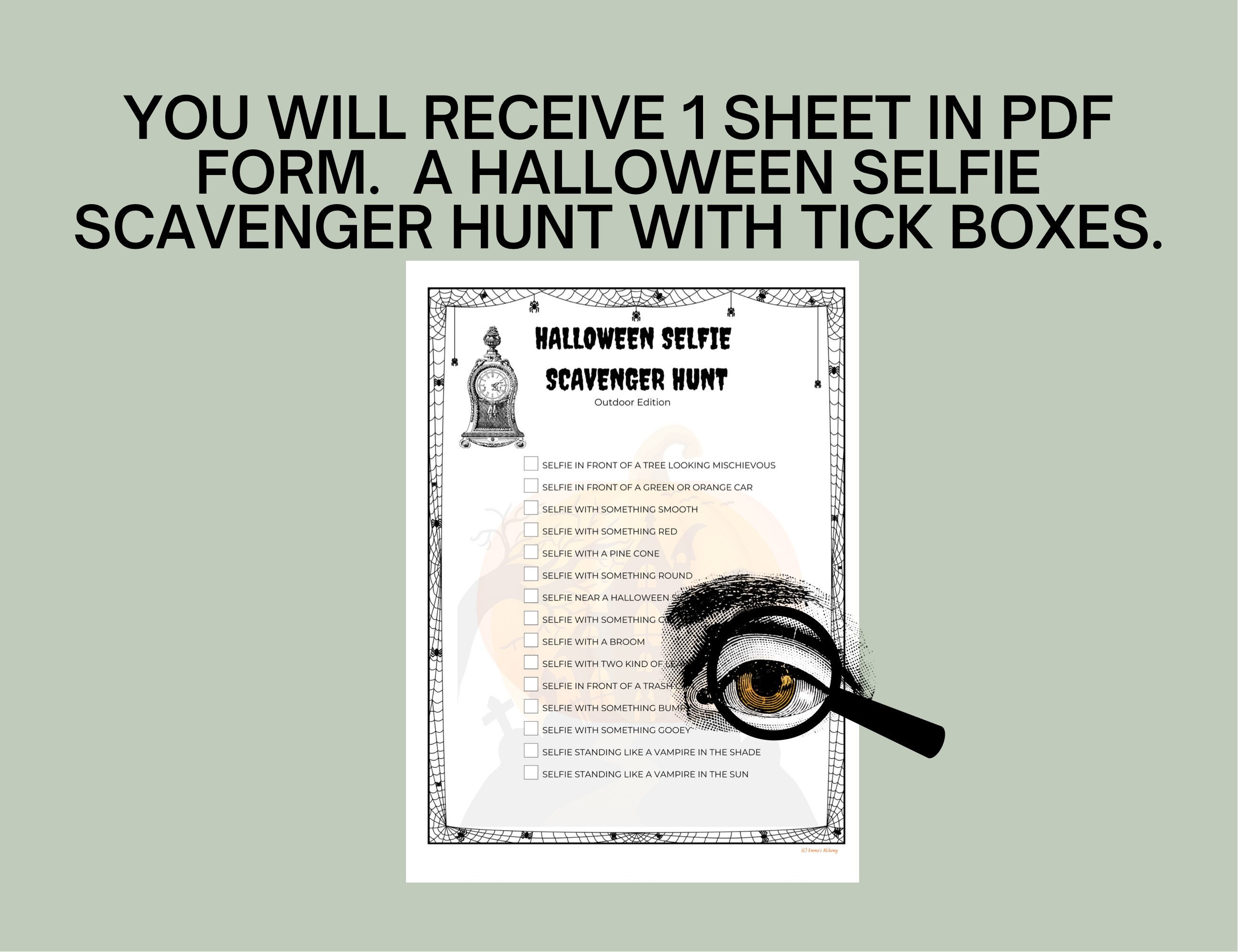 Halloween Selfie Scavenger Hunt. A Party Game Printable Download. - Etsy