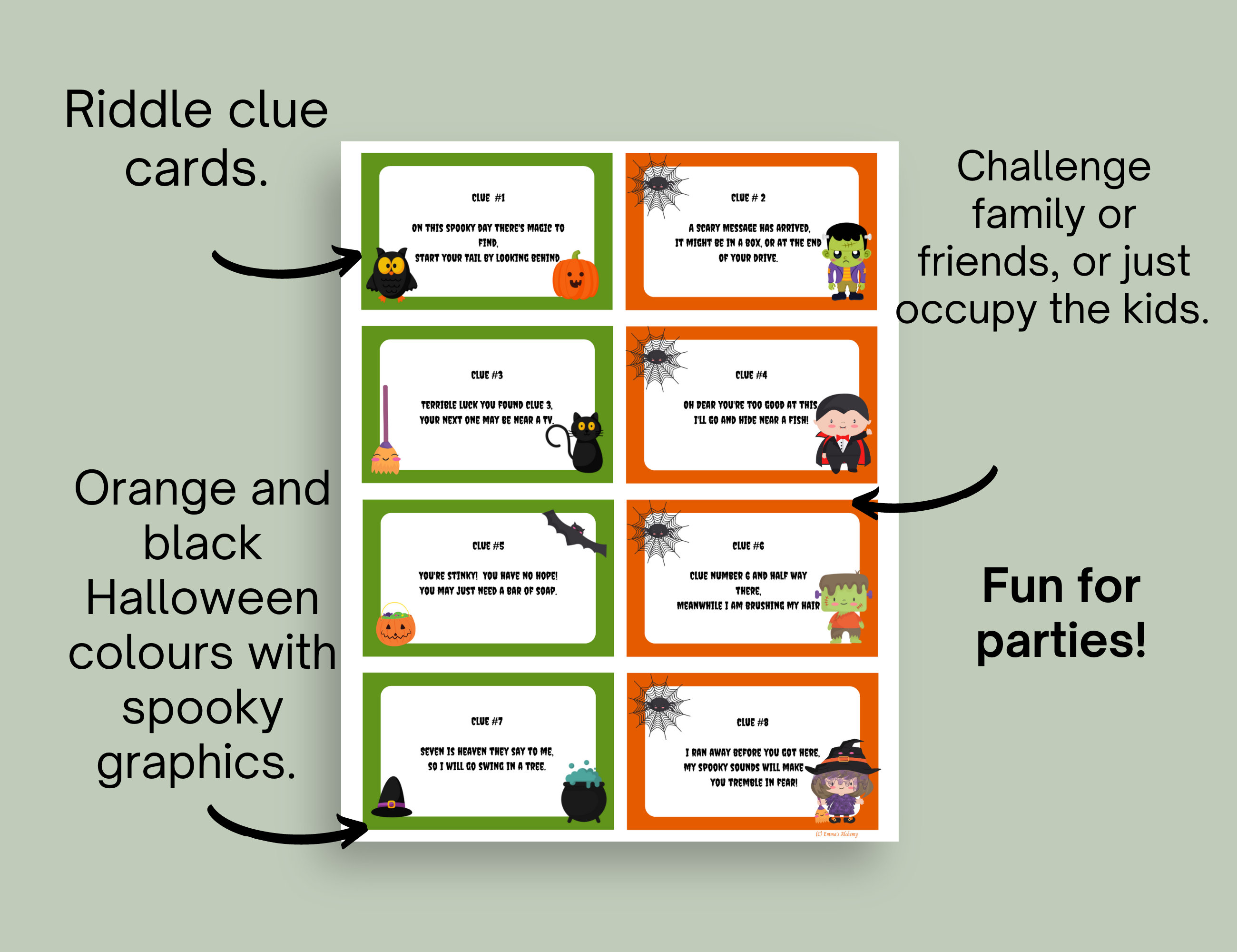 Halloween Scavenger Hunt Riddle Treasure Hunt Game for Kids, Teens or ...