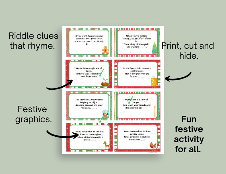 Indoor Christmas Treasure Hunt Clues. Scavenger Hunt Riddles. - Etsy