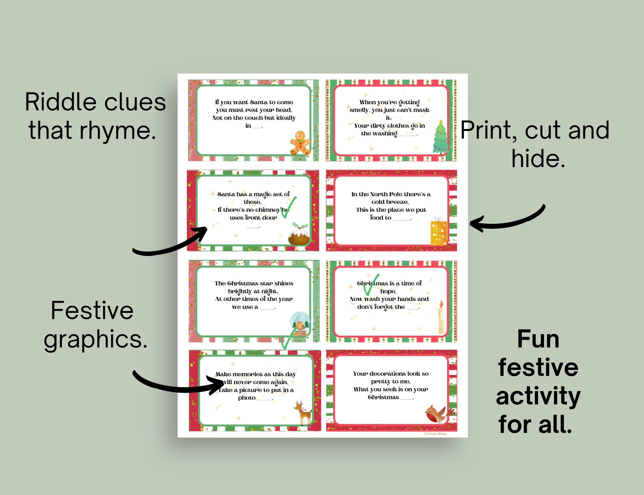 Indoor Christmas Treasure Hunt Clues. Scavenger Hunt Riddles. - Etsy