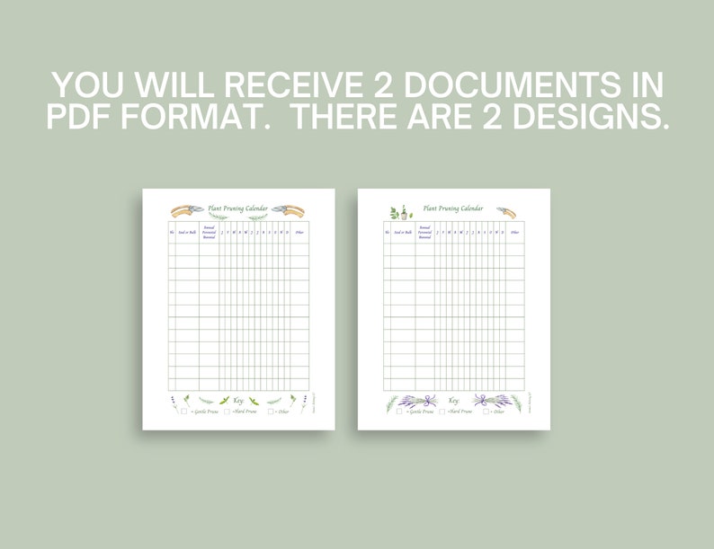 Plant Pruning Calendar Printable, Blank Digital Download. Minimalist ...