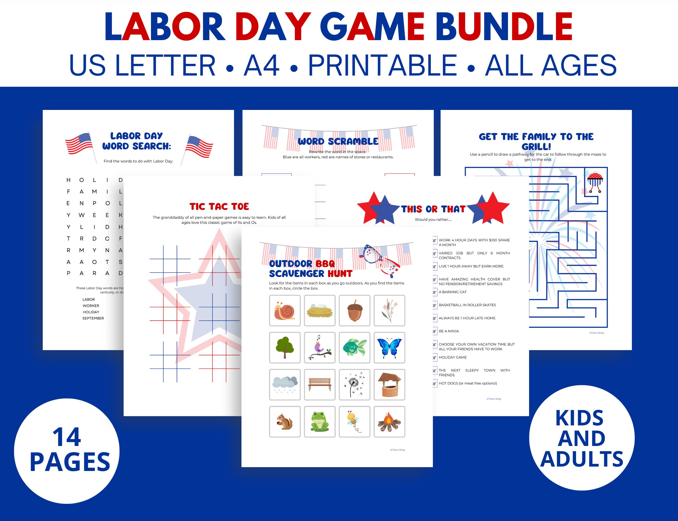 Labor Day Activities Printable Party Bundle for Kids and - Etsy