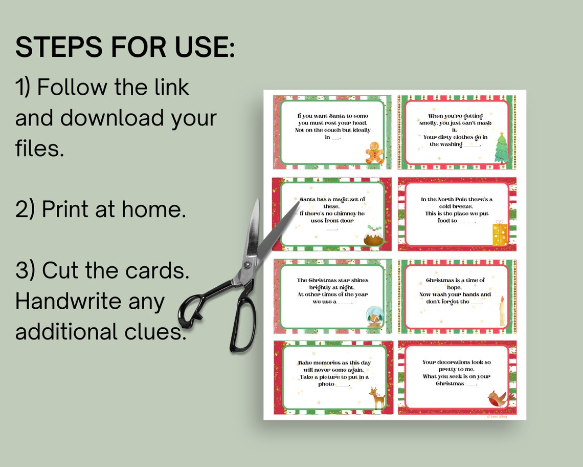 Indoor Christmas Treasure Hunt Clues. Scavenger Hunt Riddles. Printable ...