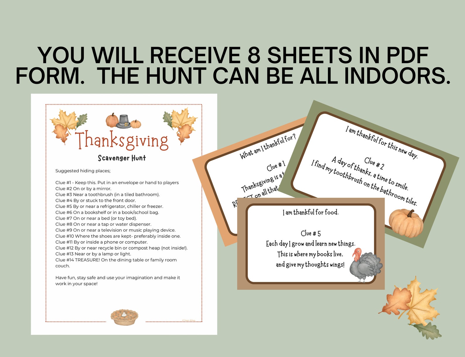 Thanksgiving Scavenger Hunt Riddle Treasure Hunt Game for Kids, Teens ...