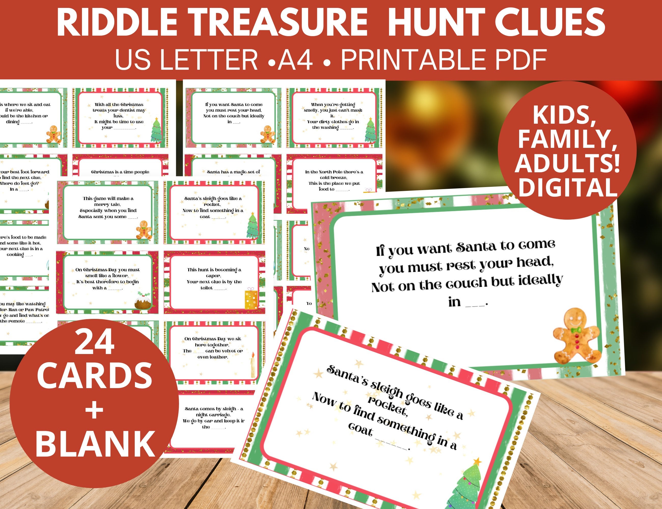 Indoor Christmas Treasure Hunt Clues. Scavenger Hunt Riddles. - Etsy