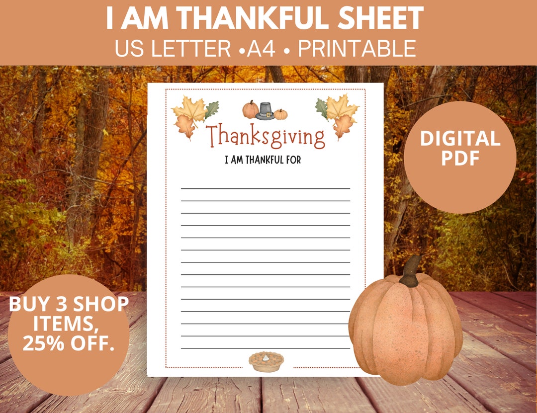 I’m Thankful for Sheets for Thanksgiving Kids, Adults, Families, Office ...