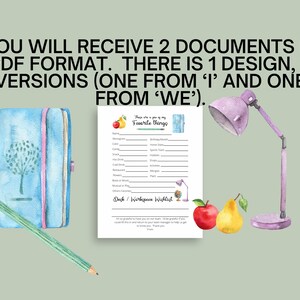 Employee Favorite Things Survey List. Gift Appreciation Questionnaire ...