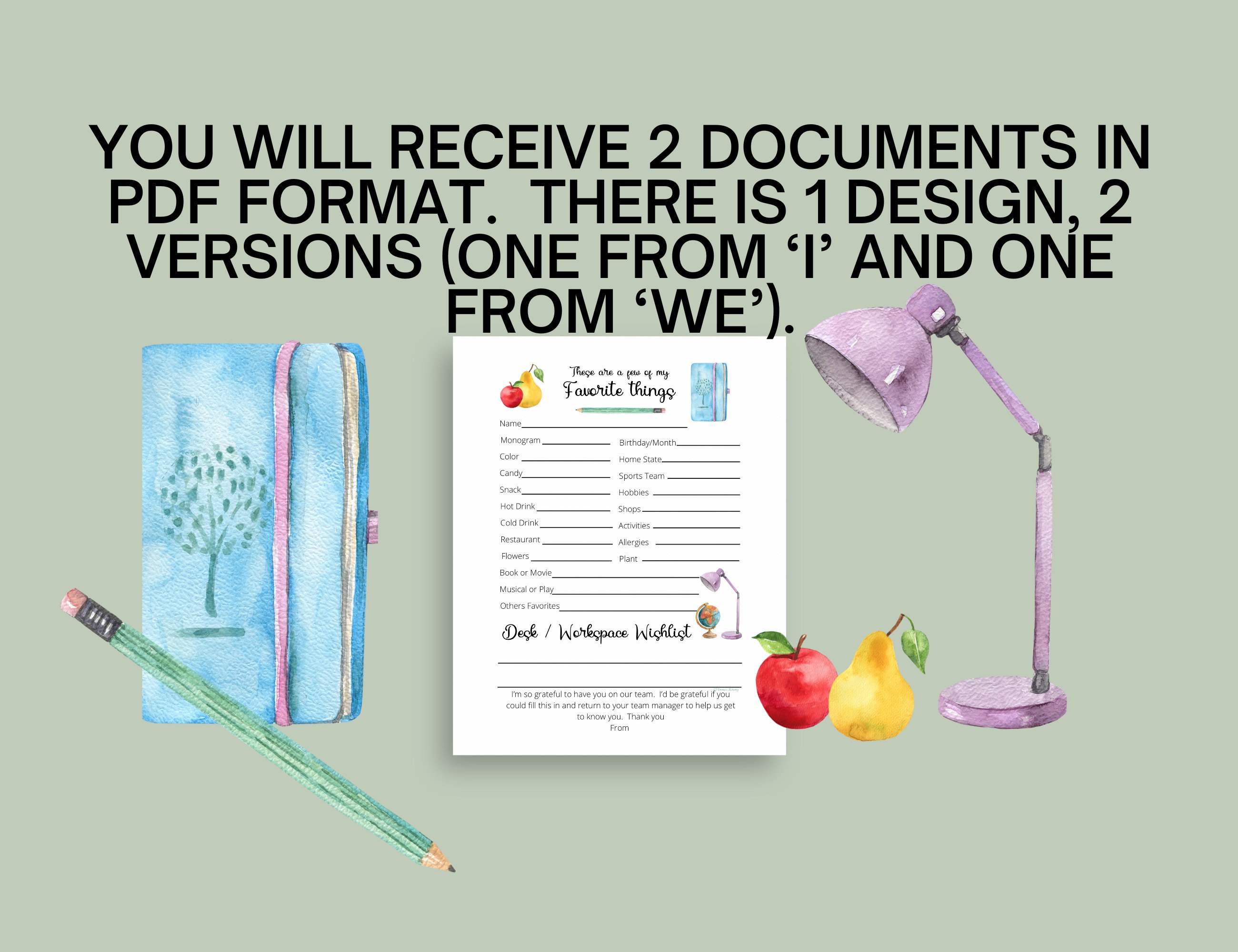 Employee Favorite Things Survey List. Gift Appreciation Questionnaire ...