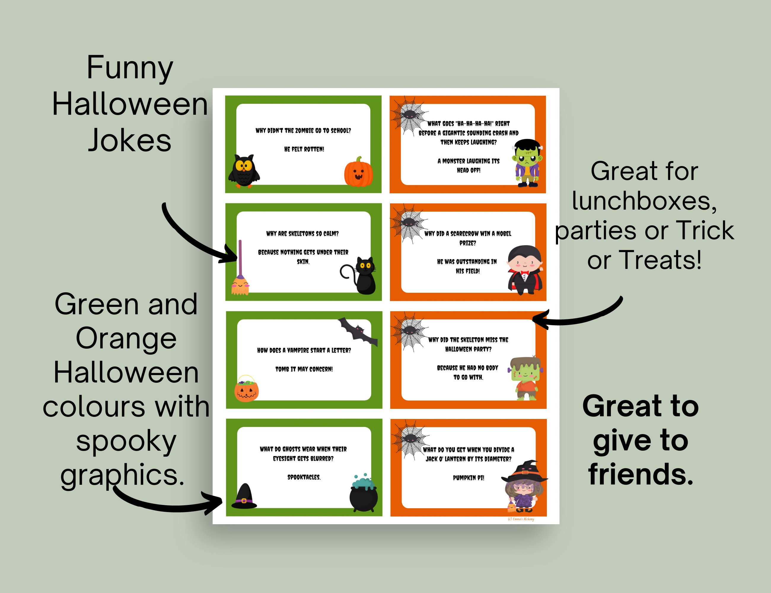 Kids Halloween Lunch Box Jokes. 32 Children’s Printable Notes With One ...