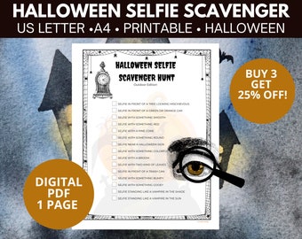 Halloween SELFIE SCAVENGER HUNT Game: Printable Party Activity (digital ...
