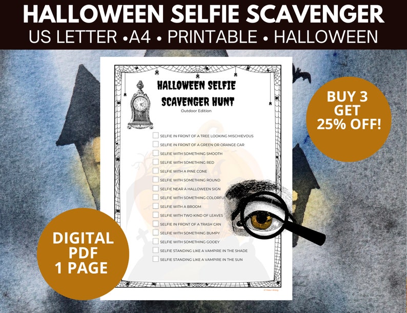 Halloween Selfie Scavenger Hunt. A Party Game Printable Download. - Etsy