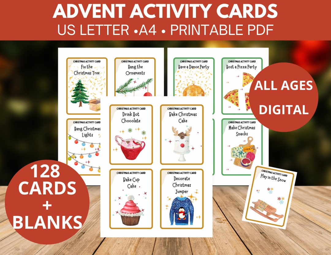 Advent Activity Cards for Kids, Teens or Adults Advent Calendar With ...