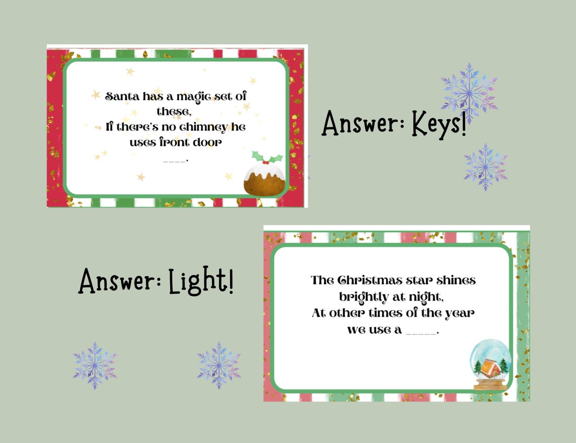 Indoor Christmas Treasure Hunt Clues. Scavenger Hunt Riddles. - Etsy