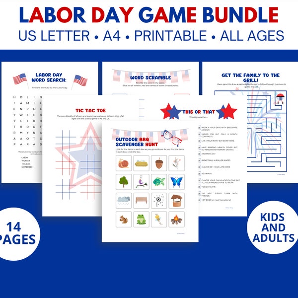 Labor Day Printable Games - Etsy