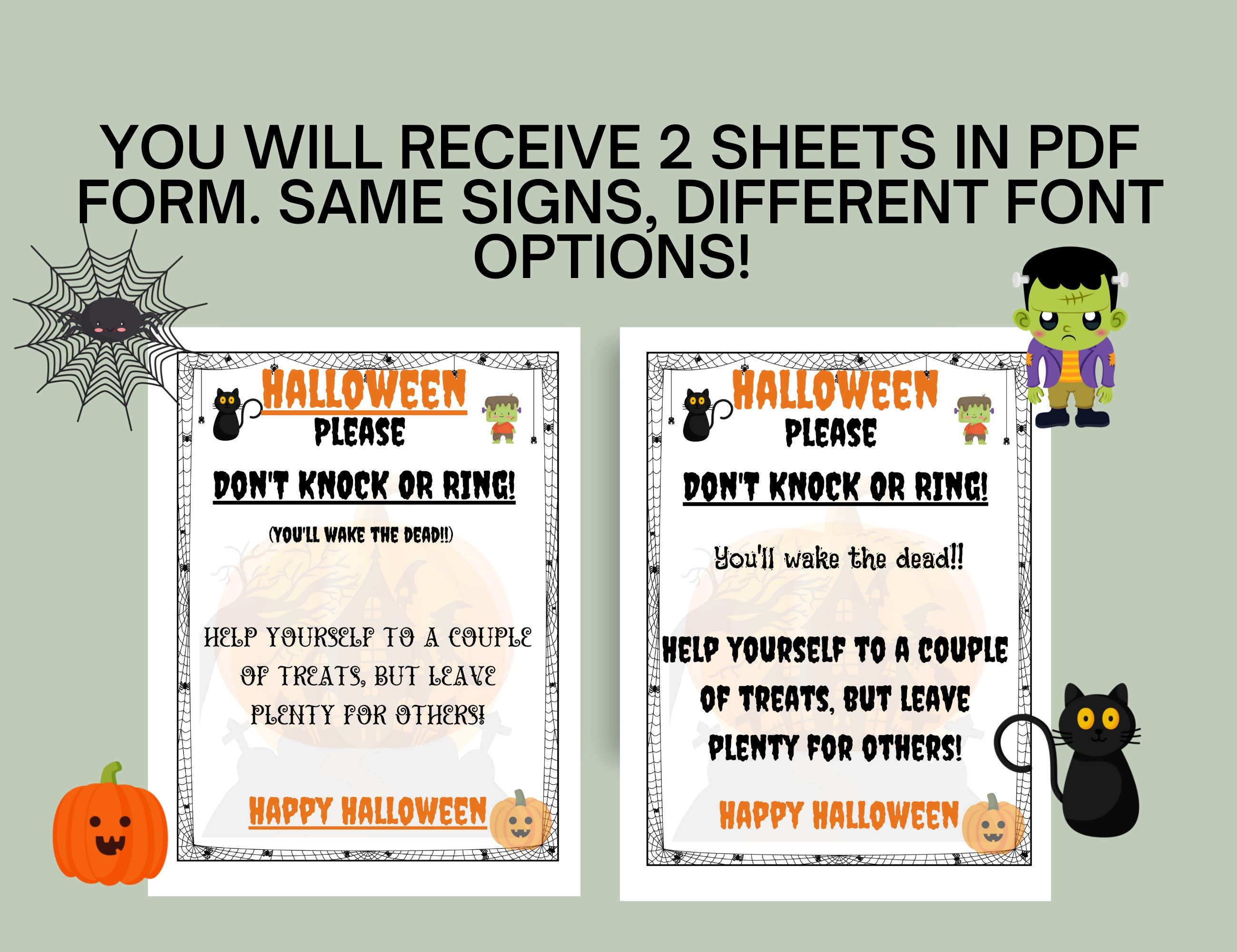 Halloween Trick or Treat Door Candy Sign Help Yourself/ Do Not Disturb ...