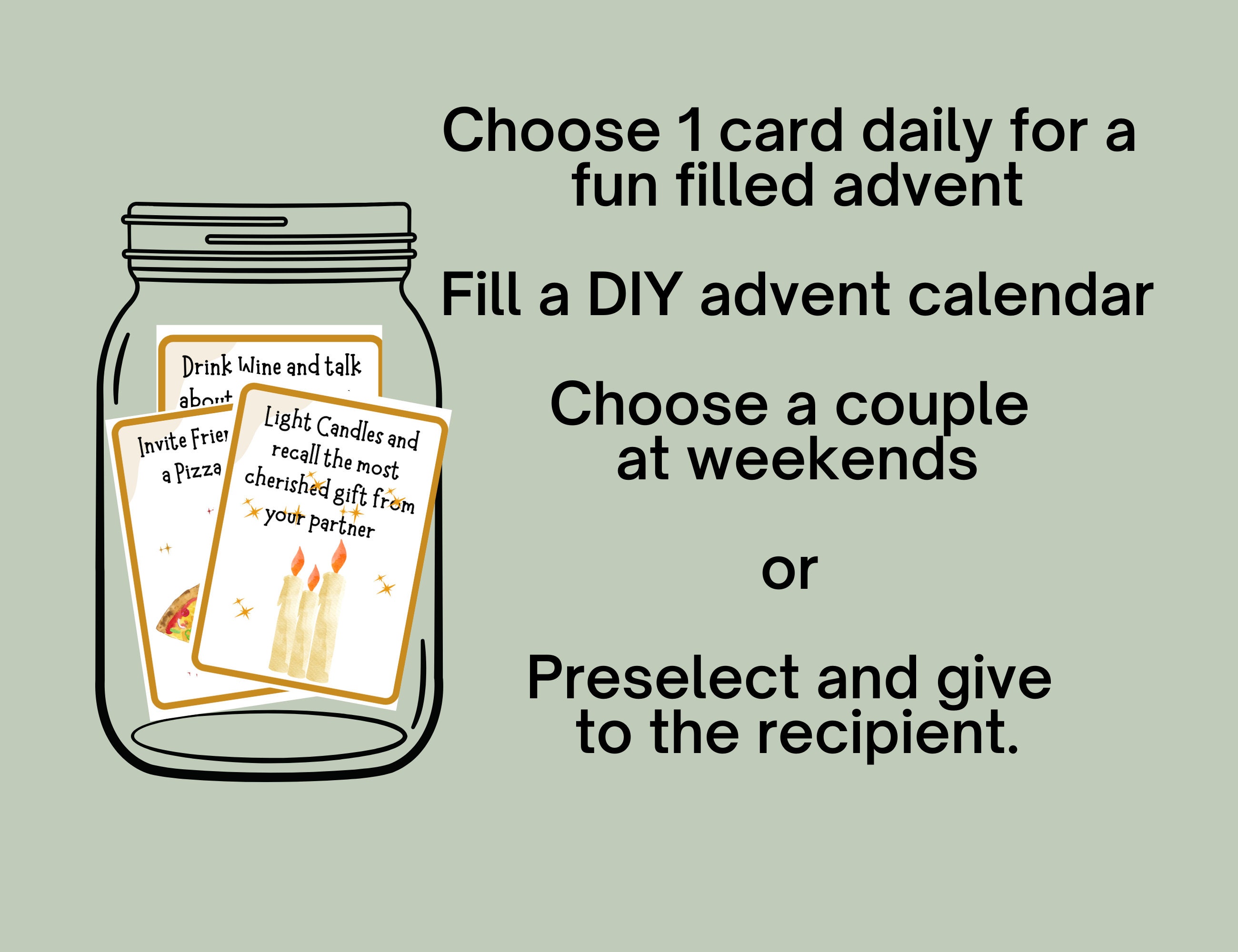 Adult Advent Activity Cards for Adults, Couples, Partners. DIY Advent ...
