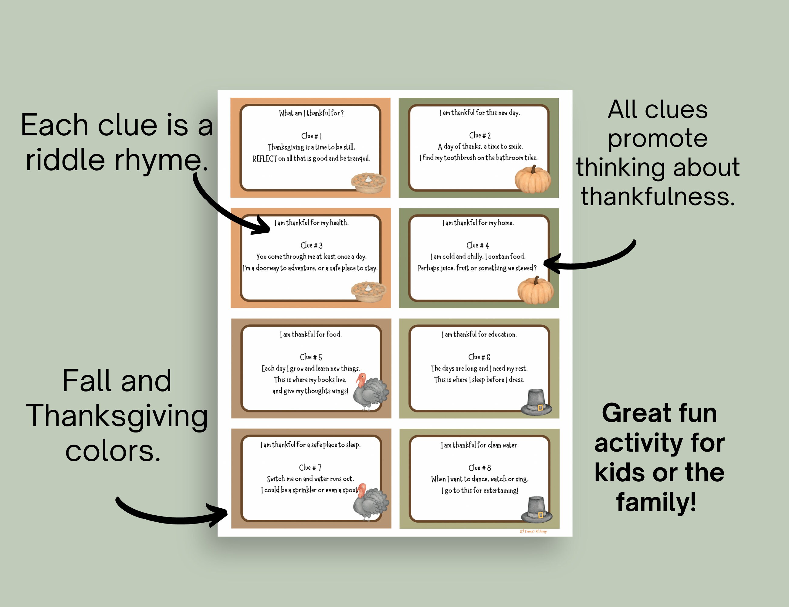 Thanksgiving Scavenger Hunt Riddle Treasure Hunt Game for Kids, Teens ...