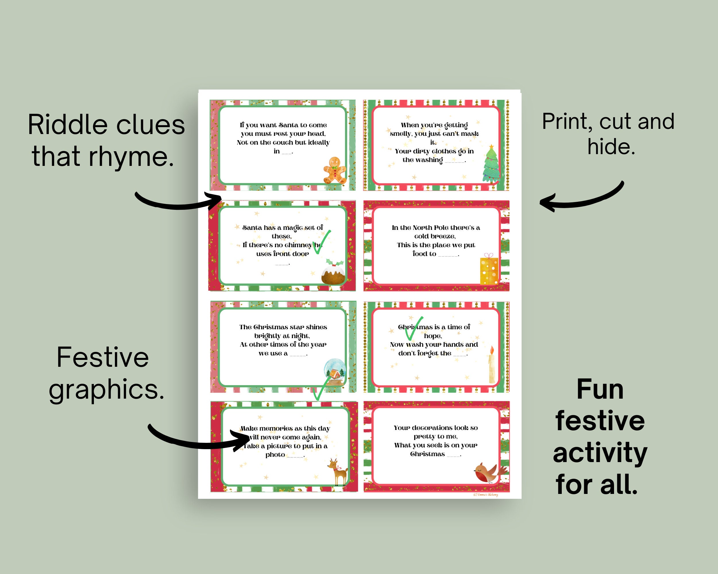 Indoor Christmas Treasure Hunt Clues. Scavenger Hunt Riddles. Printable ...