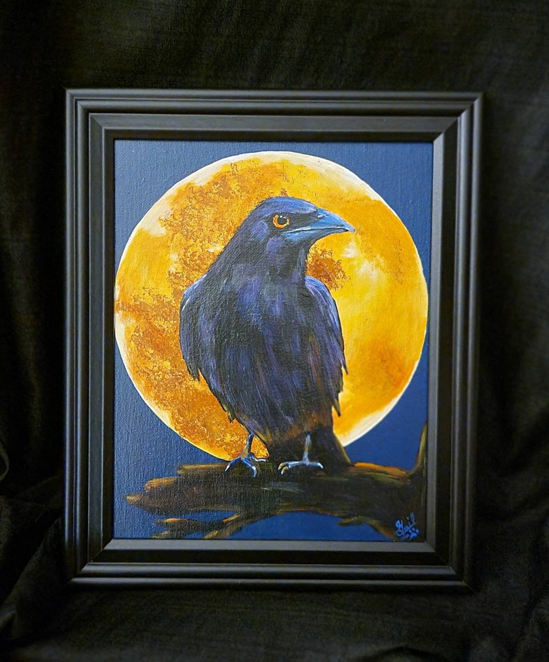 Full Moon Crow 8x10 Inches - Etsy