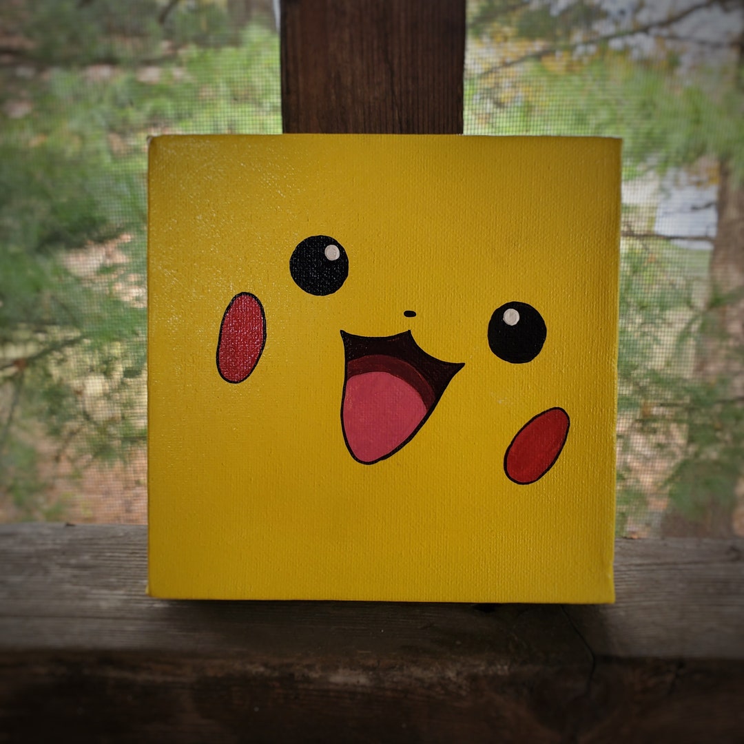 Pikachu Canvas Square - Etsy