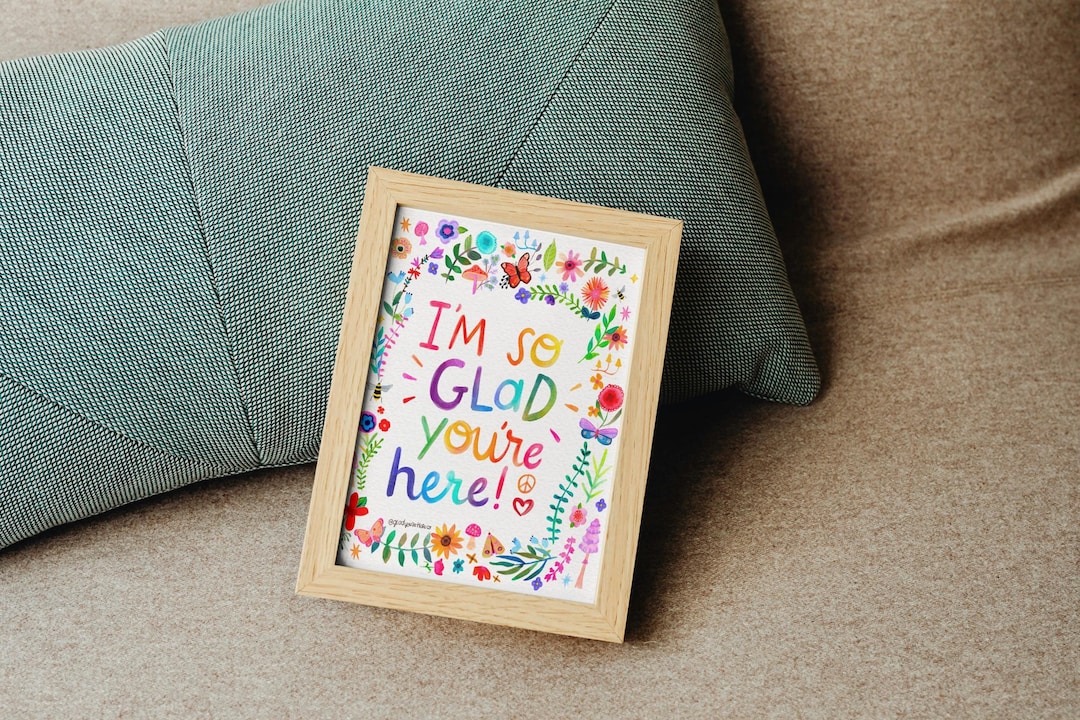 I"m so Glad You're Here| Rainbow Printable Wall Art - Downloadable ...