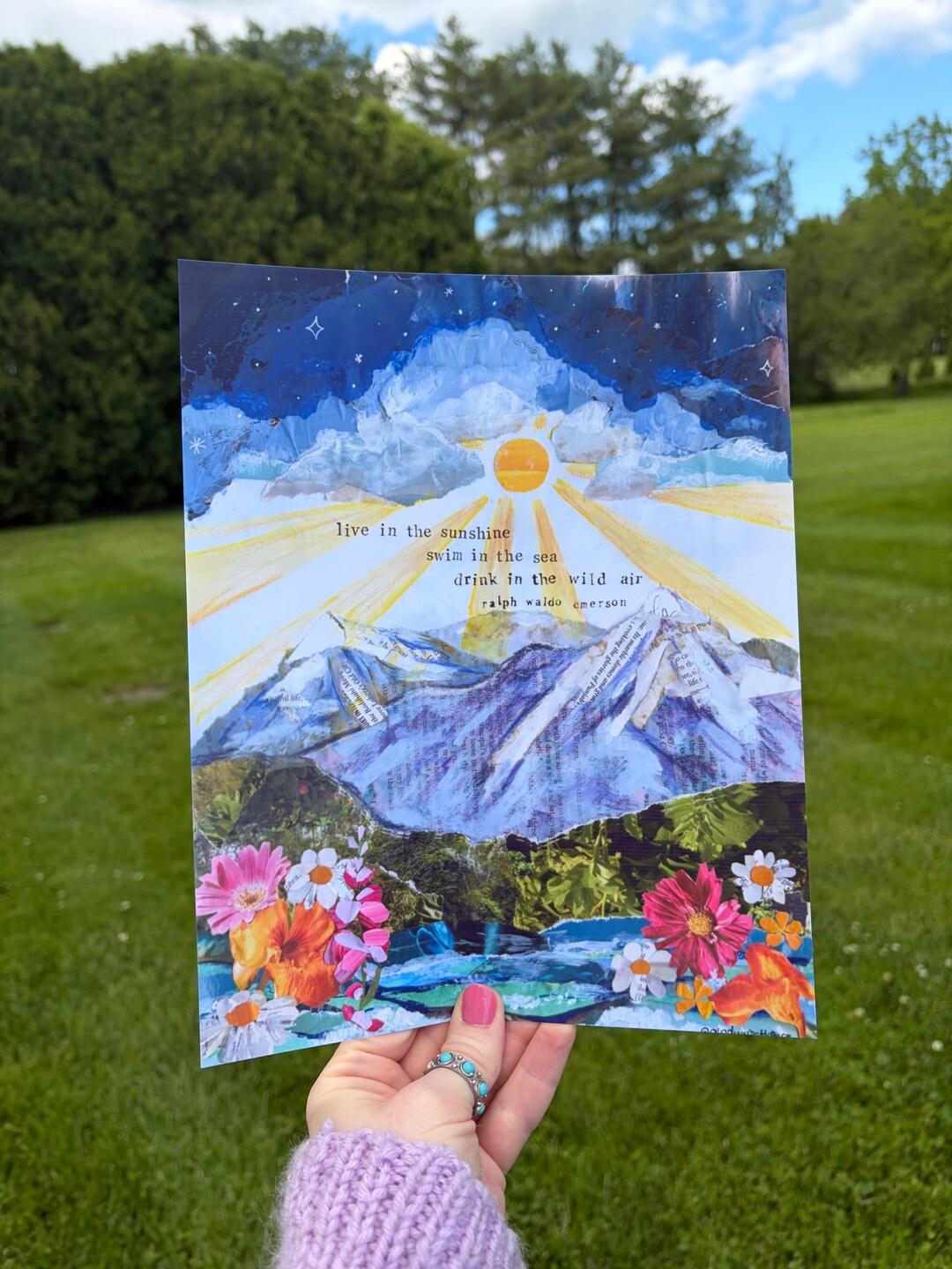 Mountain Landscape Collage Art Print | Inspirational Nature Wall Art ...
