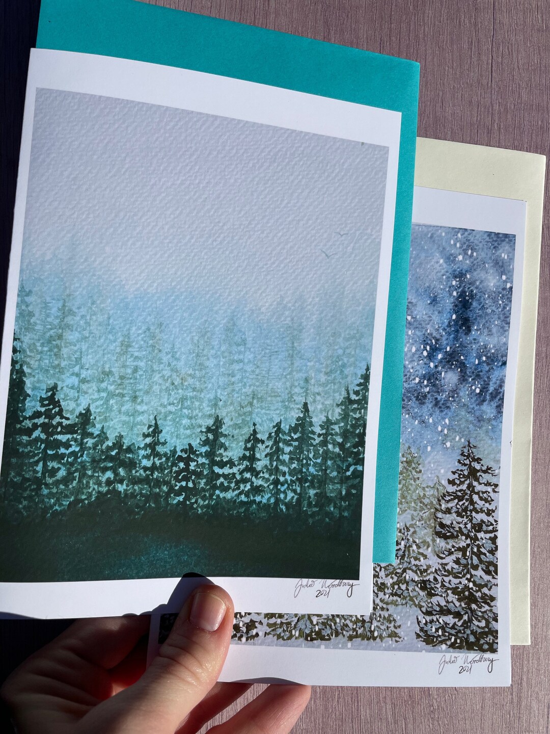 Watercolor Forest Card With Your Choice of Envelope. Sold Individually ...