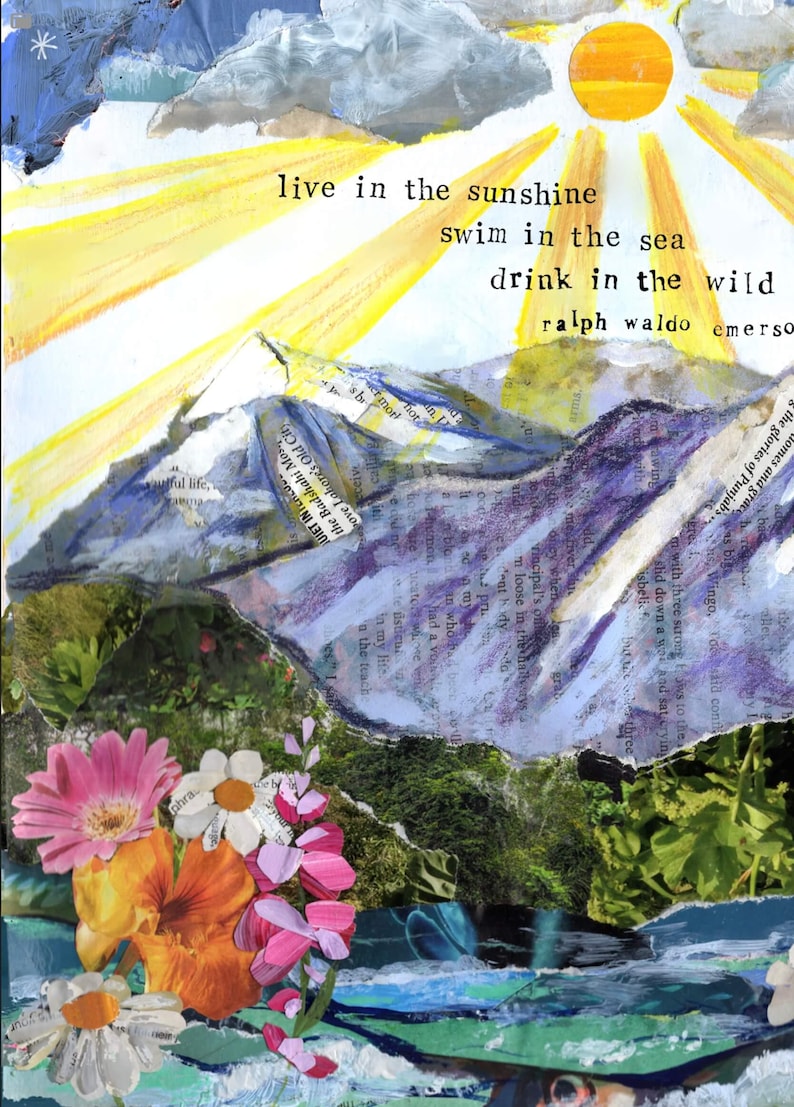 Mountain Landscape Collage Art Print | Inspirational Nature Wall Art ...